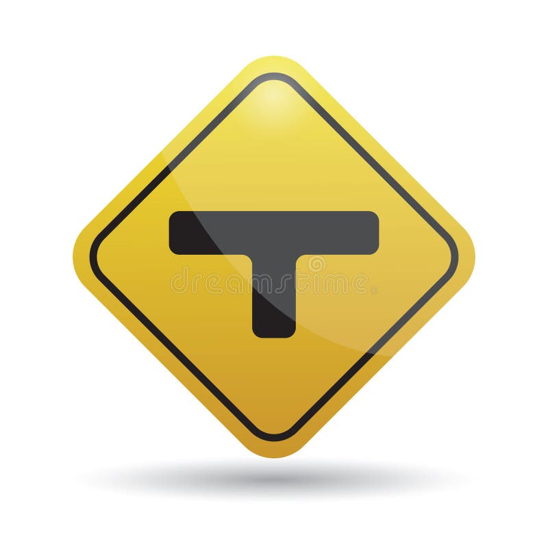 T Intersection Ahead Sign. Vector Illustration Decorative Design Stock ...