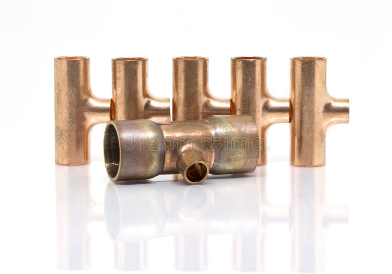 Copper Connection Pipe Of Air-conditioner Or Refrigerant System. Stock ...
