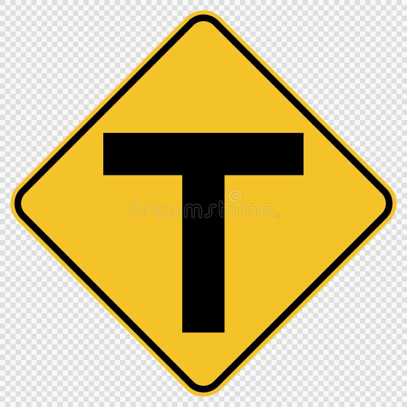 Symbol T-Junction Traffic Road Sign on Transparent Background Stock ...
