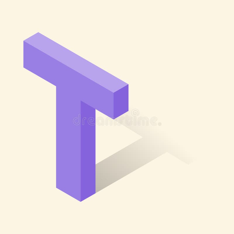 T Letter in Isometric 3d Style with Shadow Stock Vector - Illustration ...