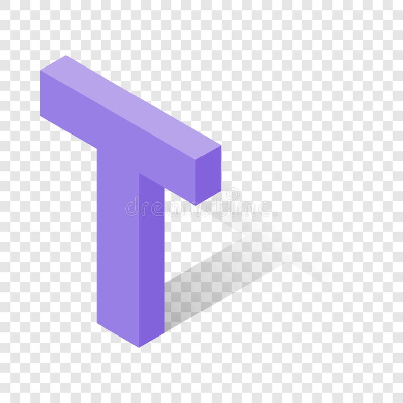 T Letter in Isometric 3d Style with Shadow Stock Vector - Illustration ...