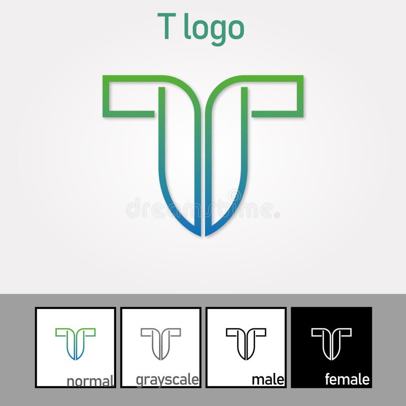 T Letter Logo. Blue and Green Color Stock Vector - Illustration of icon ...