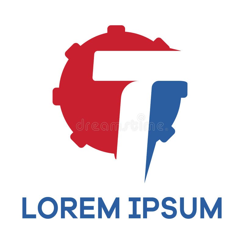 T Letter Logo Design. Letter T in Gear Shape Vector Illustration ...