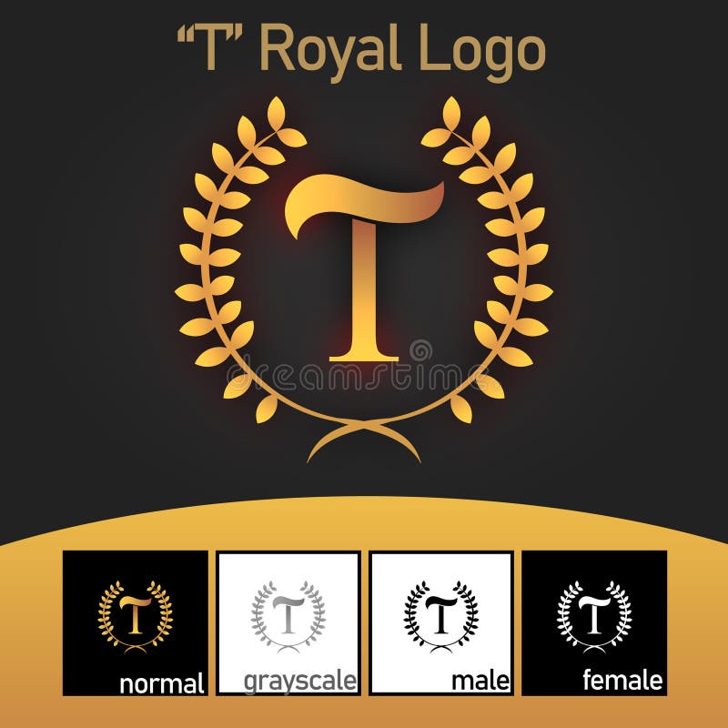 T Letter Logo Royal. Golden Color- Vector Stock Vector - Illustration ...