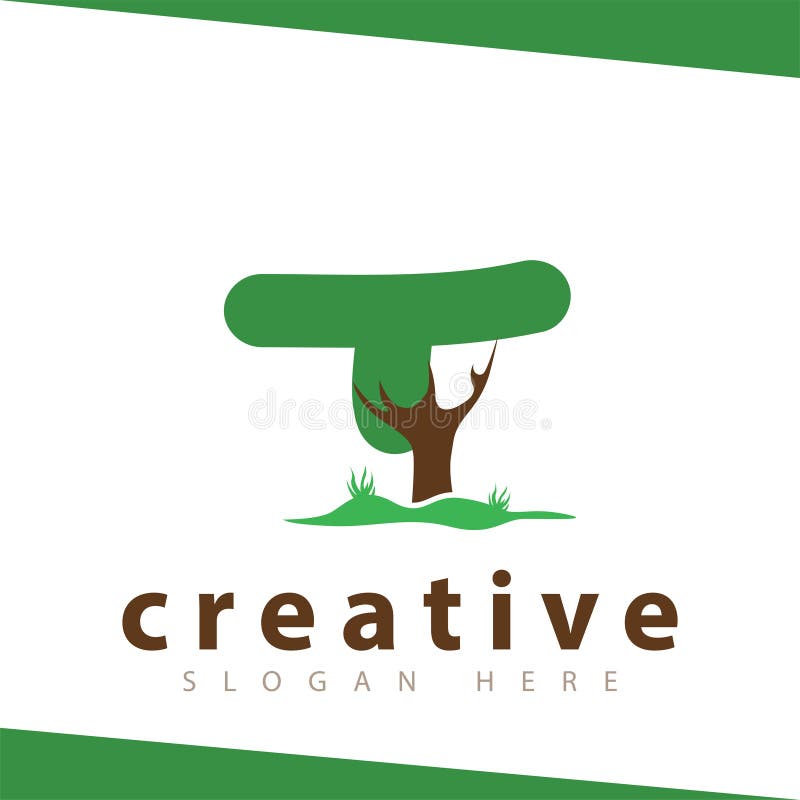 T Letter Tree Green Logo Vector Template Stock Vector - Illustration of ...