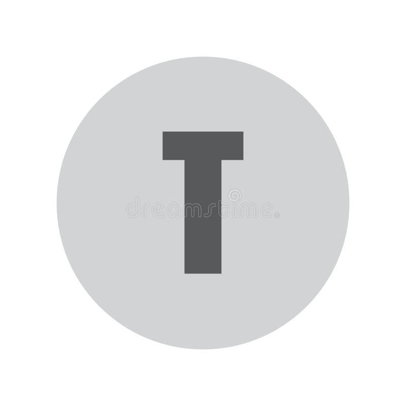 Letter T with Black Impact Font in Silver Gray Circle Stock Vector ...