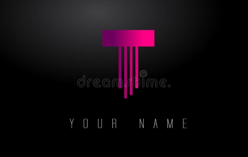 T Magenta Lines Letter Logo. Creative Line Letters Vector Template ...
