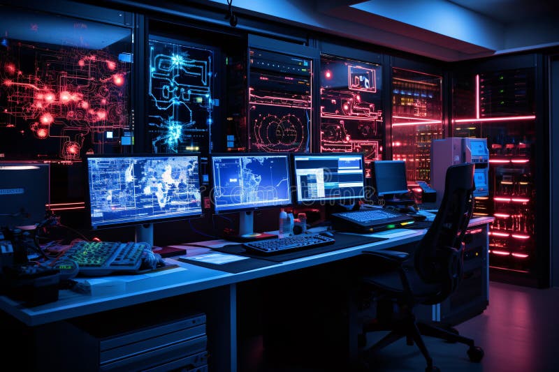 T Professionals Working in High-Tech Workbench Room Stock Illustration ...