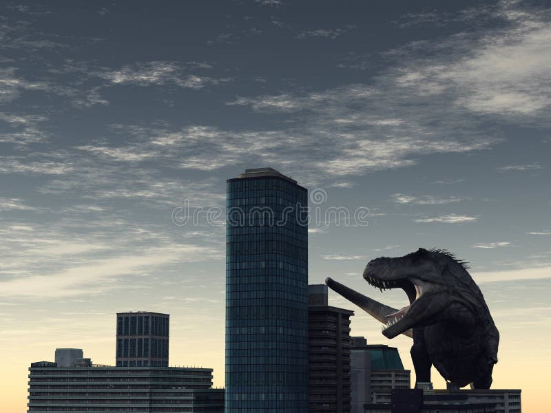 T rex city stock illustration. Illustration of ancient - 191014379
