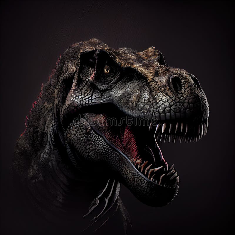 T-rex Dinosaur Portrait on Dark Studio Background Stock Illustration ...