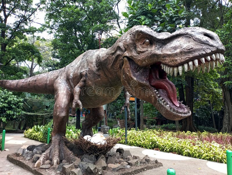 T Rex Dinosaur Statue in the Middle of Bandung City Park Editorial ...