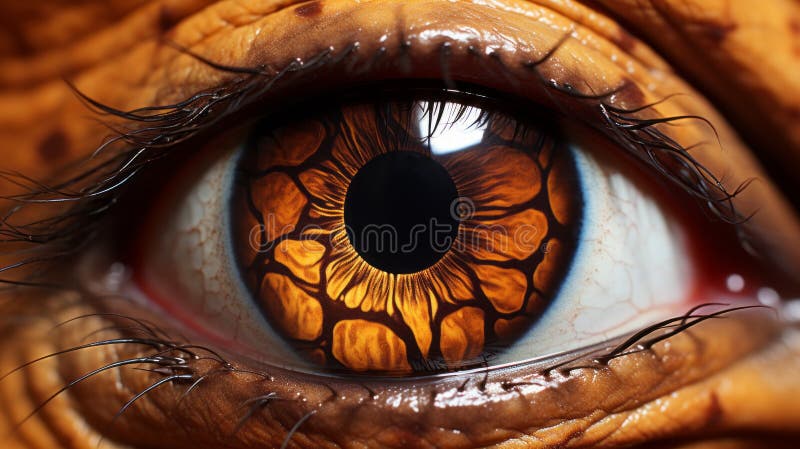 Realistic Dinosaur Eye with Orange Iris - Hyper-detailed Rendering ...