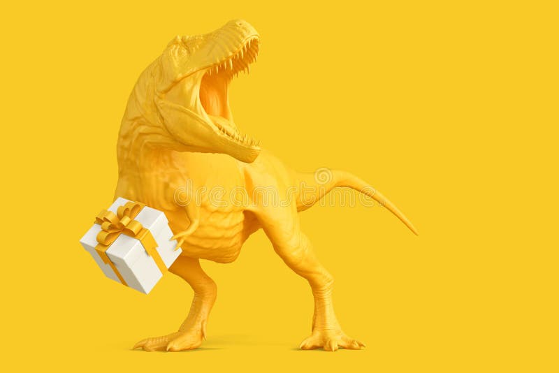 T-rex with Gift Box. 3D Rendering Stock Illustration - Illustration of ...