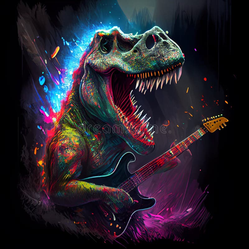 T-rex Playing Guitar. Generative AI Stock Illustration - Illustration ...