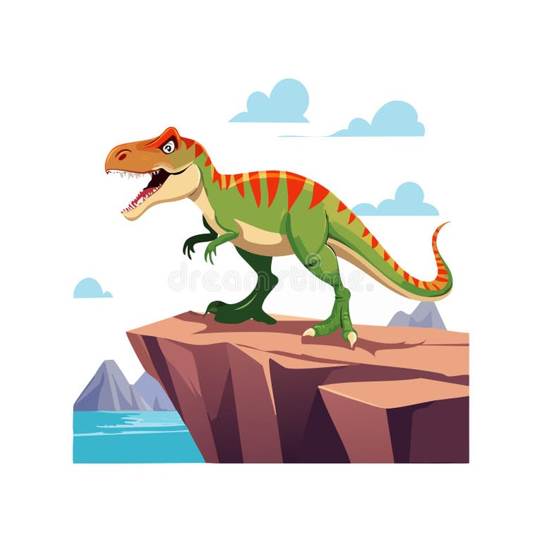 T-Rex on Rocky Cliff stock vector. Illustration of scenery - 361550592