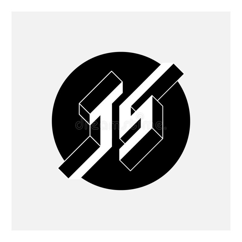 T and S - Monogram or Logotype. Isometric 3d Font for Design. Three ...