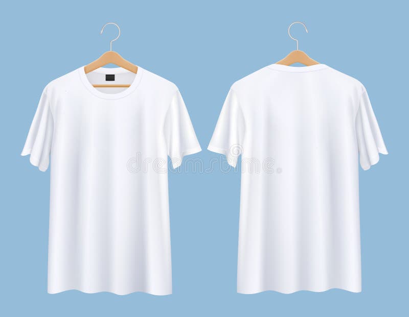 T-shirt with Clothes Hanger Mockup Front and Back Illustrations Stock ...