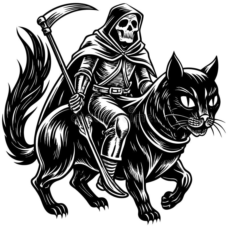 A T-shirt a Death Rides a Black Cat 9 Stock Vector - Illustration of ...