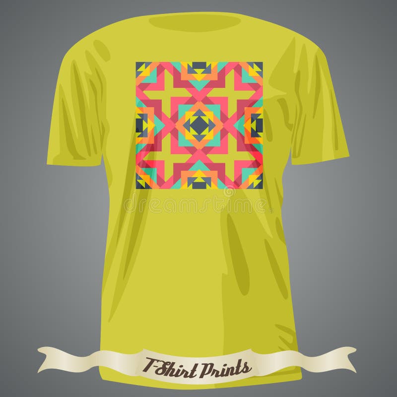 T-shirt Design with Abstract Colorful Geometric Pattern Stock Vector ...