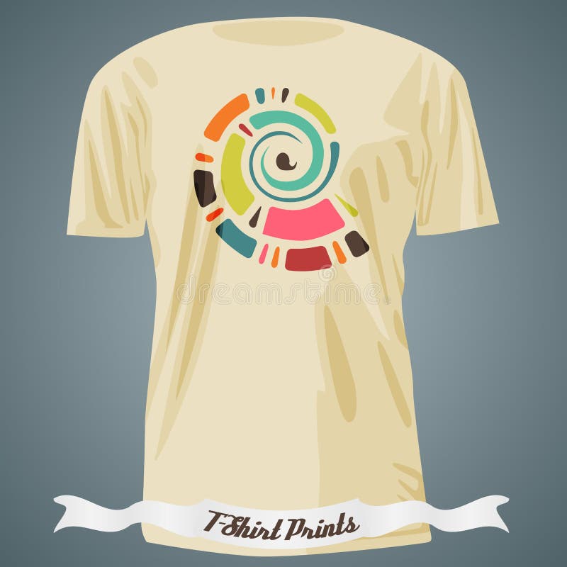 T-shirt Design with Abstract Colorful Spiral Stock Vector ...