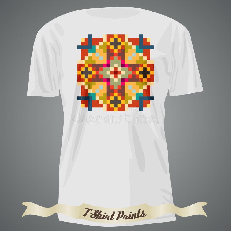 T-shirt Design with Abstract Rectangle Pattern Stock Vector ...