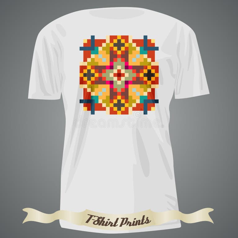 T-shirt Design with Abstract Rectangle Pattern Stock Vector ...