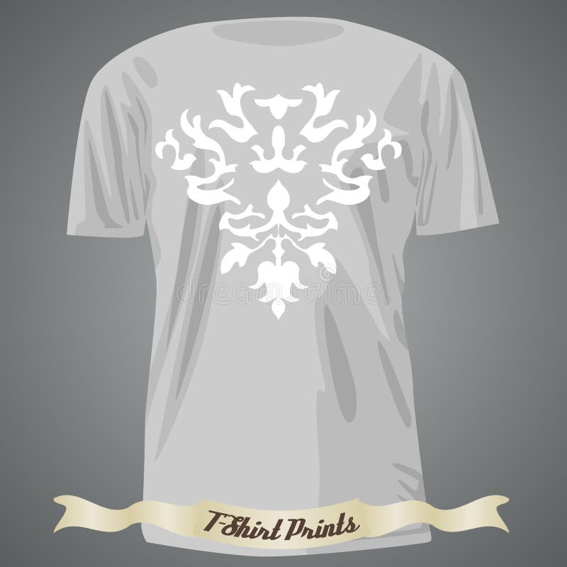 T-shirt Design with Abstract White Ornament Stock Vector - Illustration ...