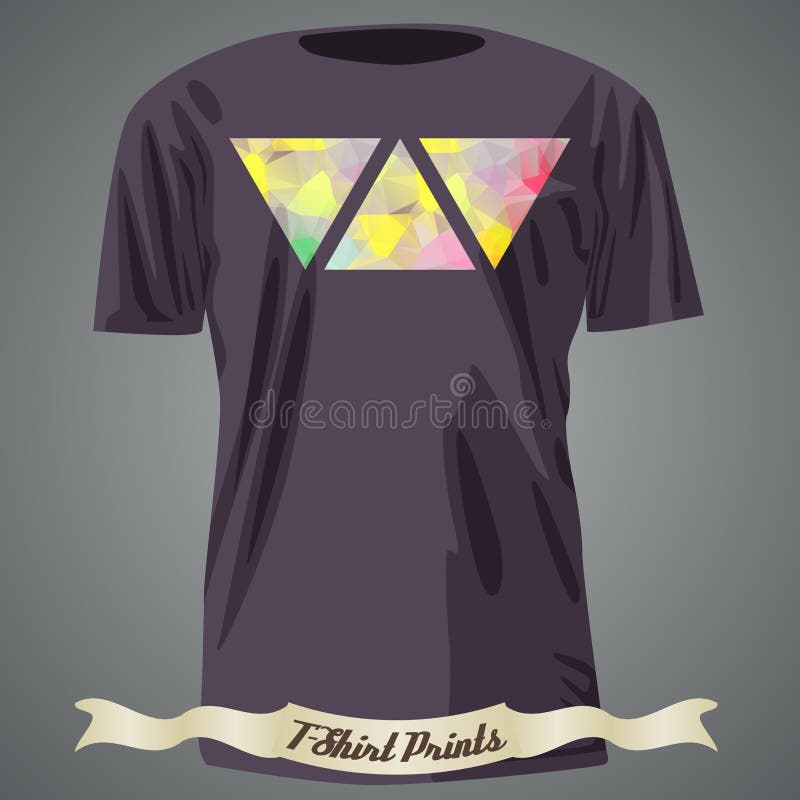 T-shirt Design with Colorful Abstract Illustration with Triangle Stock ...