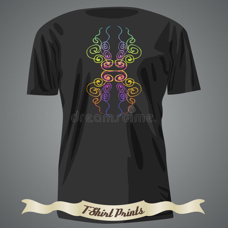 T-shirt Design with Exotic Abstract Pattern Stock Vector - Illustration ...