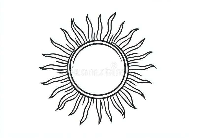 A T-shirt Design Featuring a Hand-drawn Sun Illustration in Black and ...