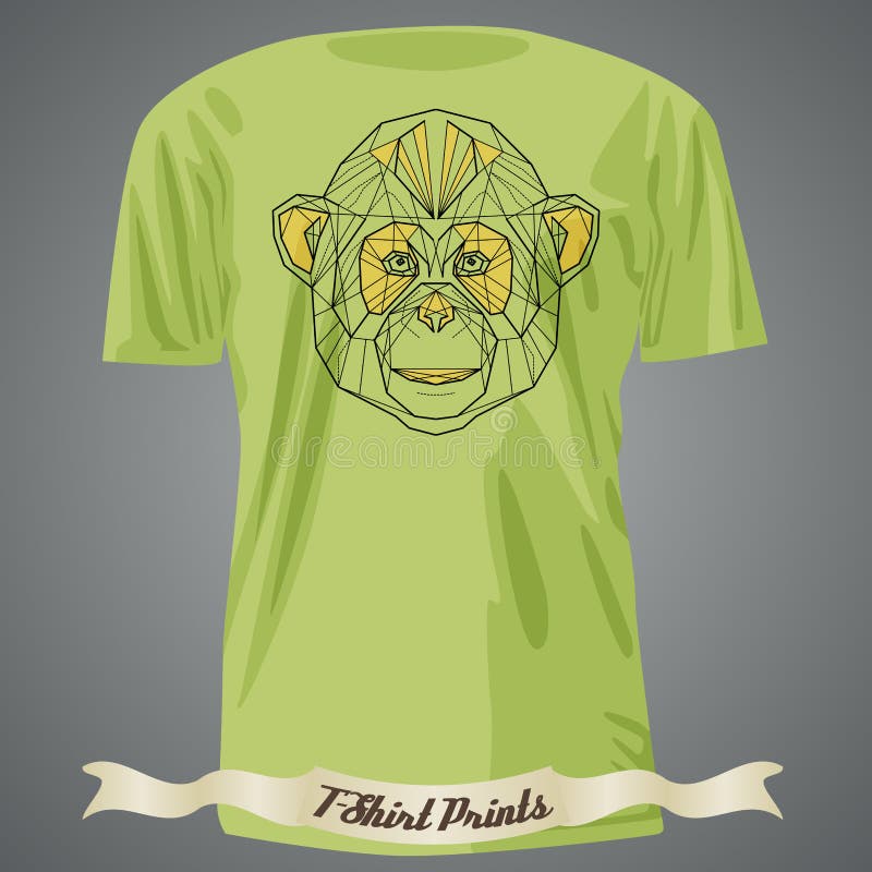 T-shirt Design with Head of Monkey in Graphic Style Stock Vector ...