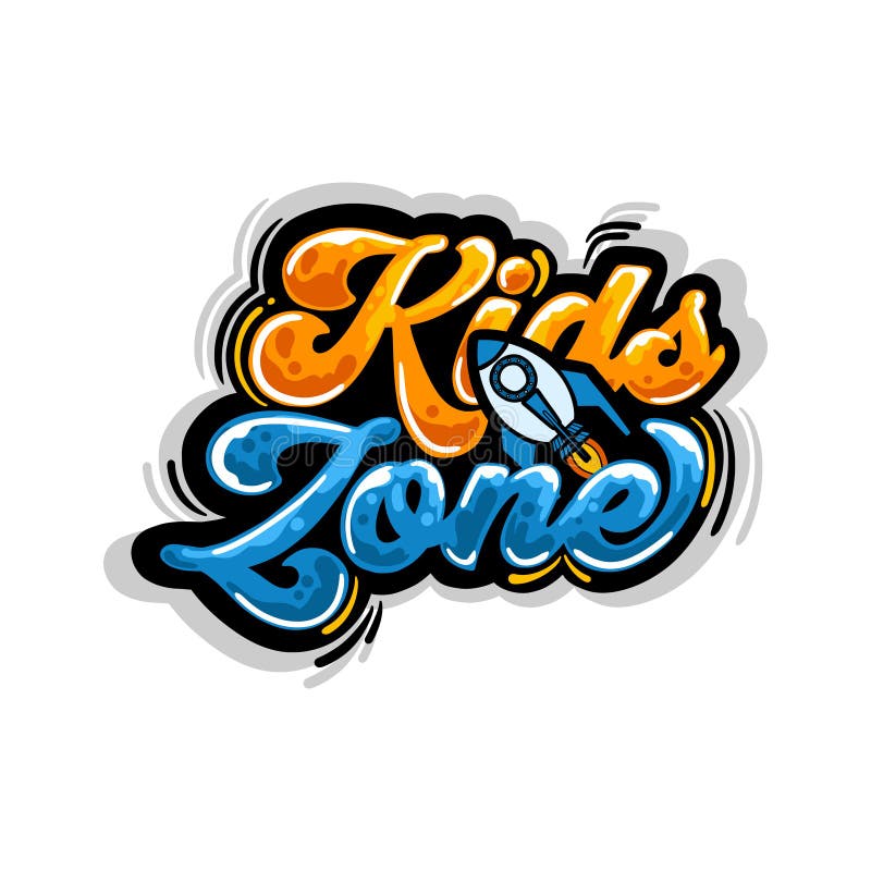 T Shirt Design Kids Zone with Rocket Graffiti Stock Vector ...