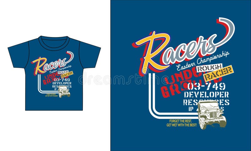T-Shirt Design Racer Distro Stock Vector - Illustration of banner, text ...
