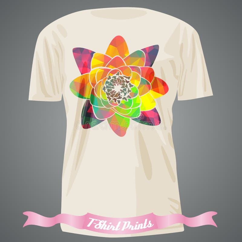 T-shirt Design with Rainbow Flower Stock Vector - Illustration of cloth ...