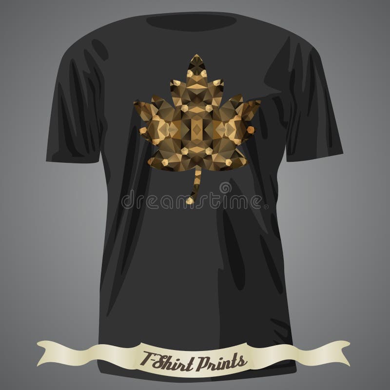 T-shirt Design with Shape of Maple Leaf Filled with Abstract Col Stock ...