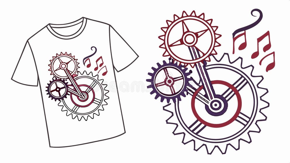 T,shirt with Gears and Music Notes, Creative and Tech Design Vector ...