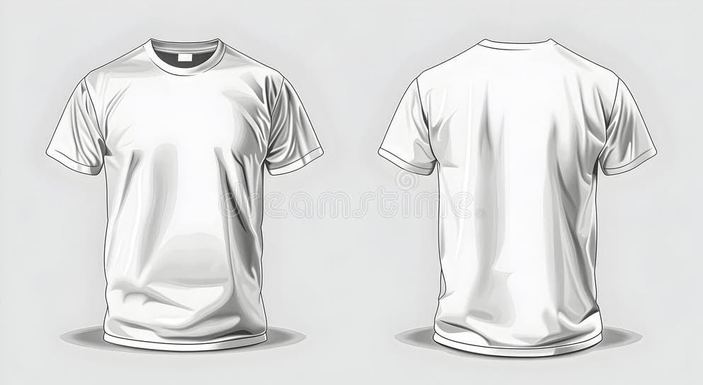 T-shirt Layout. White Blank T-shirt Front and Back Views Stock Photo ...