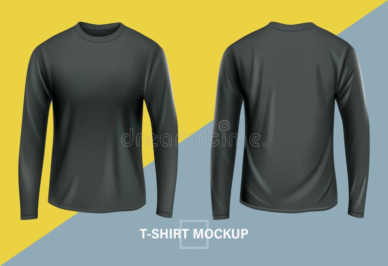 T-shirt Long Sleeve Mockup Front and Back Illustrations Stock Vector ...