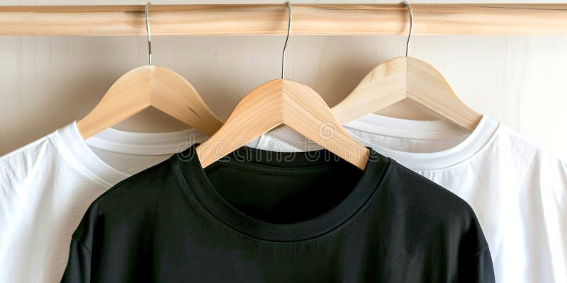 T-shirt Mockup Hanging on Hangers Stock Image - Image of detail, male ...