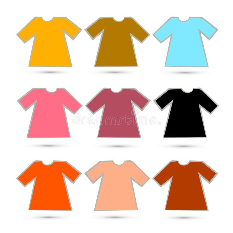 T-shirt Set in Retro Colors Isolated on White Background Stock Vector ...