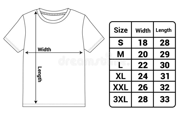 T Shirt Technical Drawing Size Chart Vector Illustration Stock ...