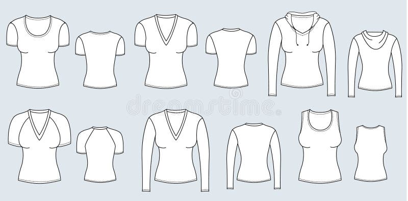 T-shirts and Blouses . Vector Clothes for Women Stock Vector ...