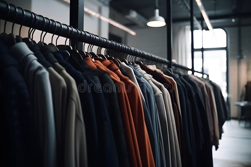 T-shirts in the Store Hang in a Row. Neural Network AI Generated Stock ...