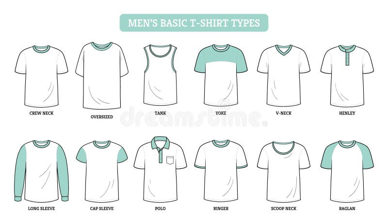 T-shirts Types in Hand Drawn Style Stock Illustration - Illustration of ...
