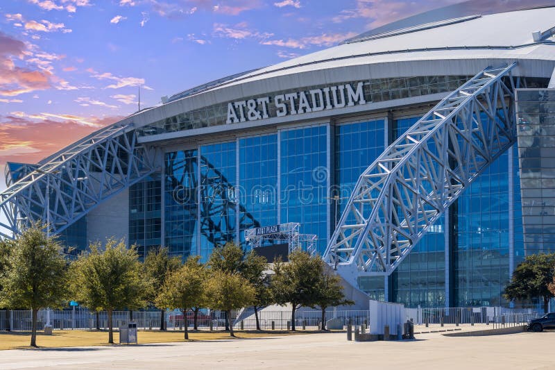At and T Stadium Surrounded by Trees and Plants at Sunset in Arlington ...