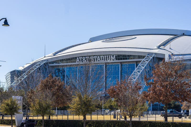 At and T Stadium Surrounded by Trees and Plants at Sunset in Arlington ...