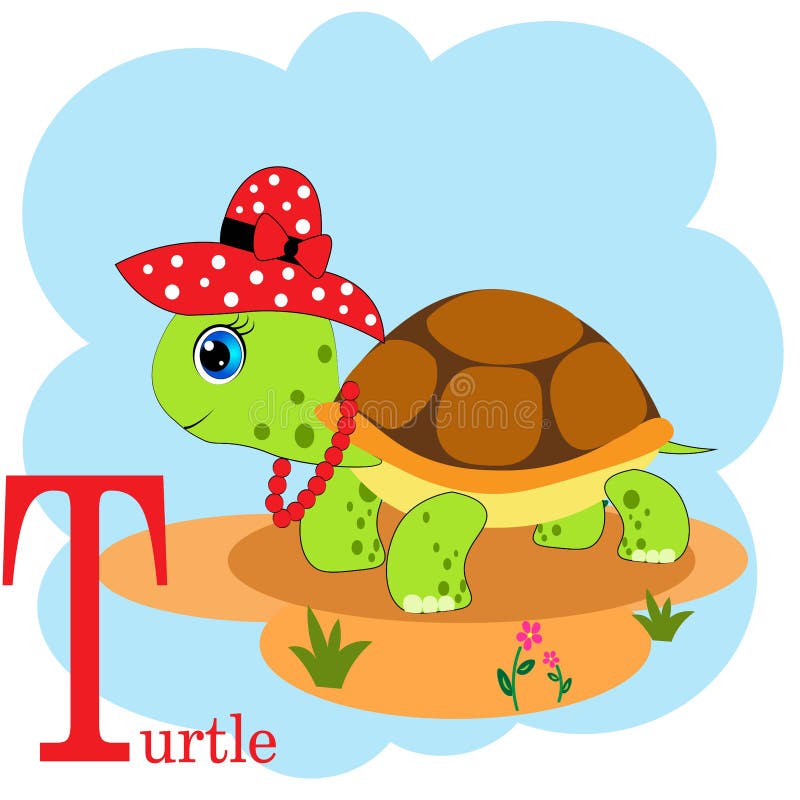 T for Turtle Animal Abc Alphabet Stock Vector - Illustration of ...
