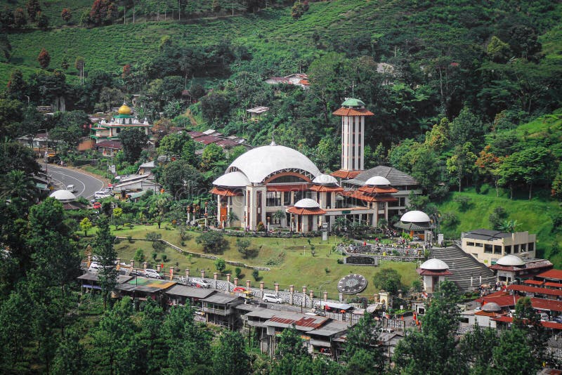 At-ta Aun Mosque with Landscape Viewed in Puncak, Bogor, Indonesia ...