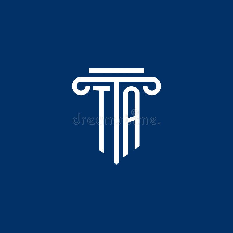 TA Initial Logo Monogram with Simple Pillar Icon Stock Illustration ...