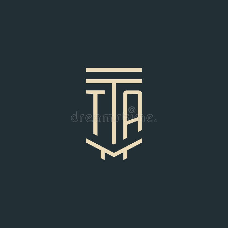 TA Initial Monogram with Simple Line Art Pillar Logo Designs Stock ...